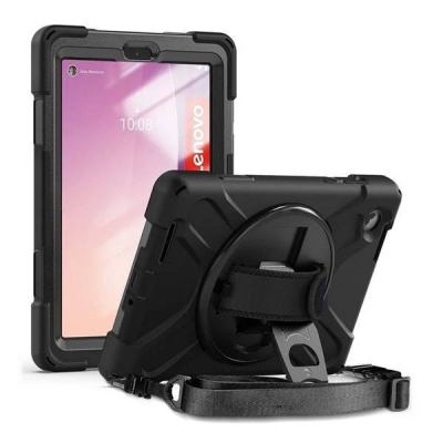 Lenovo Tab M8 (8.0) (4. generáció) TB-300, Műanyag hátlap védőtok, szilikon belső, kitámasztóval ...