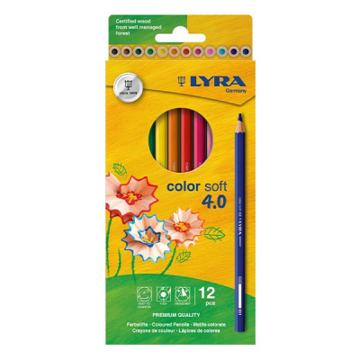 Színes ceruza LYRA Color Soft 4.0 extra puha élénk lágy színek 12 ...