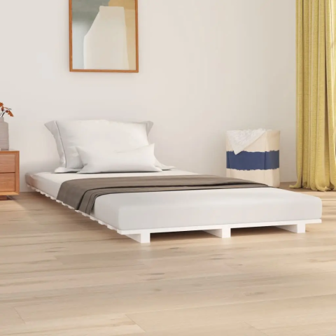 vidaXL Fehér tömör fenyőfa ágykeret 90 x 190 cm - Ágy és ágykellék ...